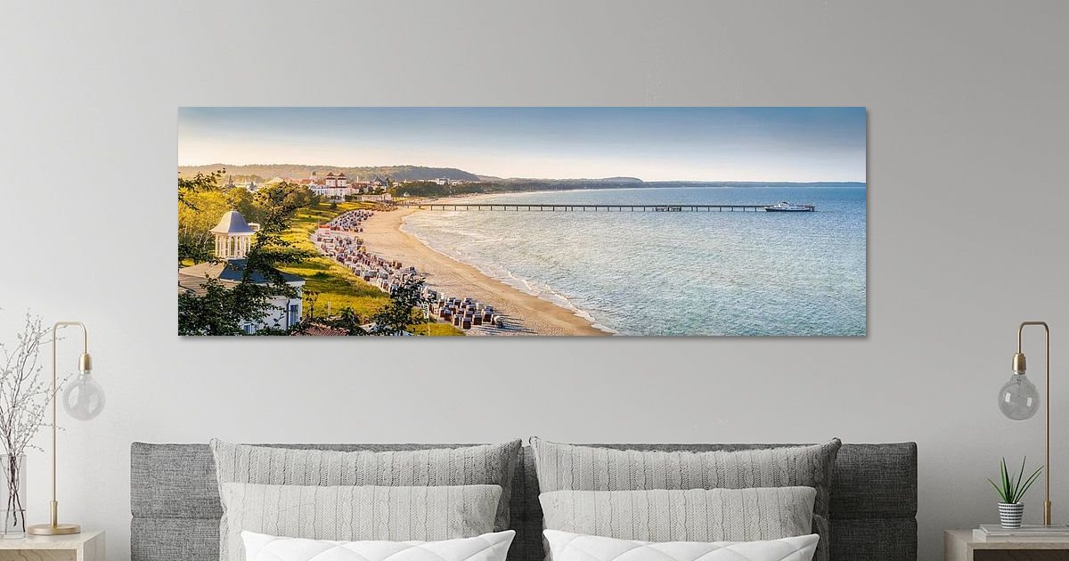 Strand op het eiland Rügen bij de Oostzeebadplaats Binz van Voss Fine Art Fotografie op canvas ...